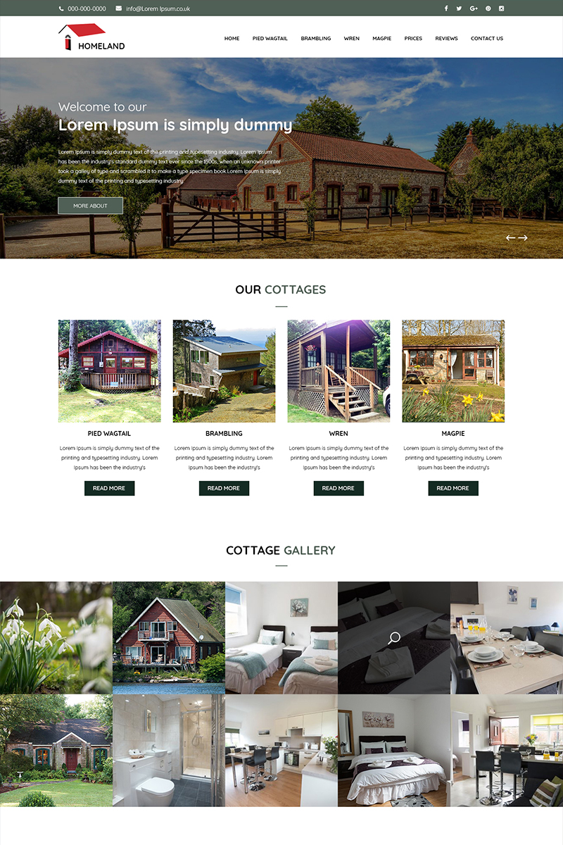Homeland - Multipurpose Cottage PSD Template #80229