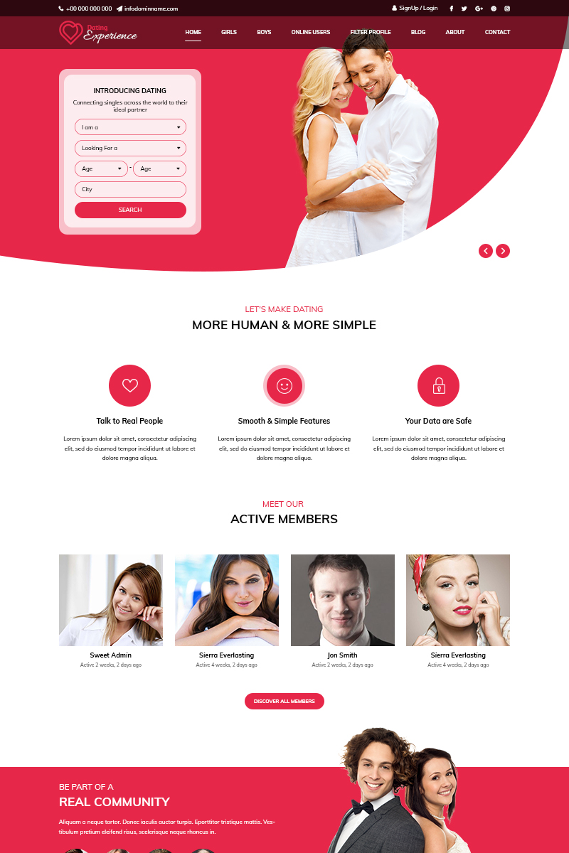 Dating Experience - Dating PSD Template #80400
