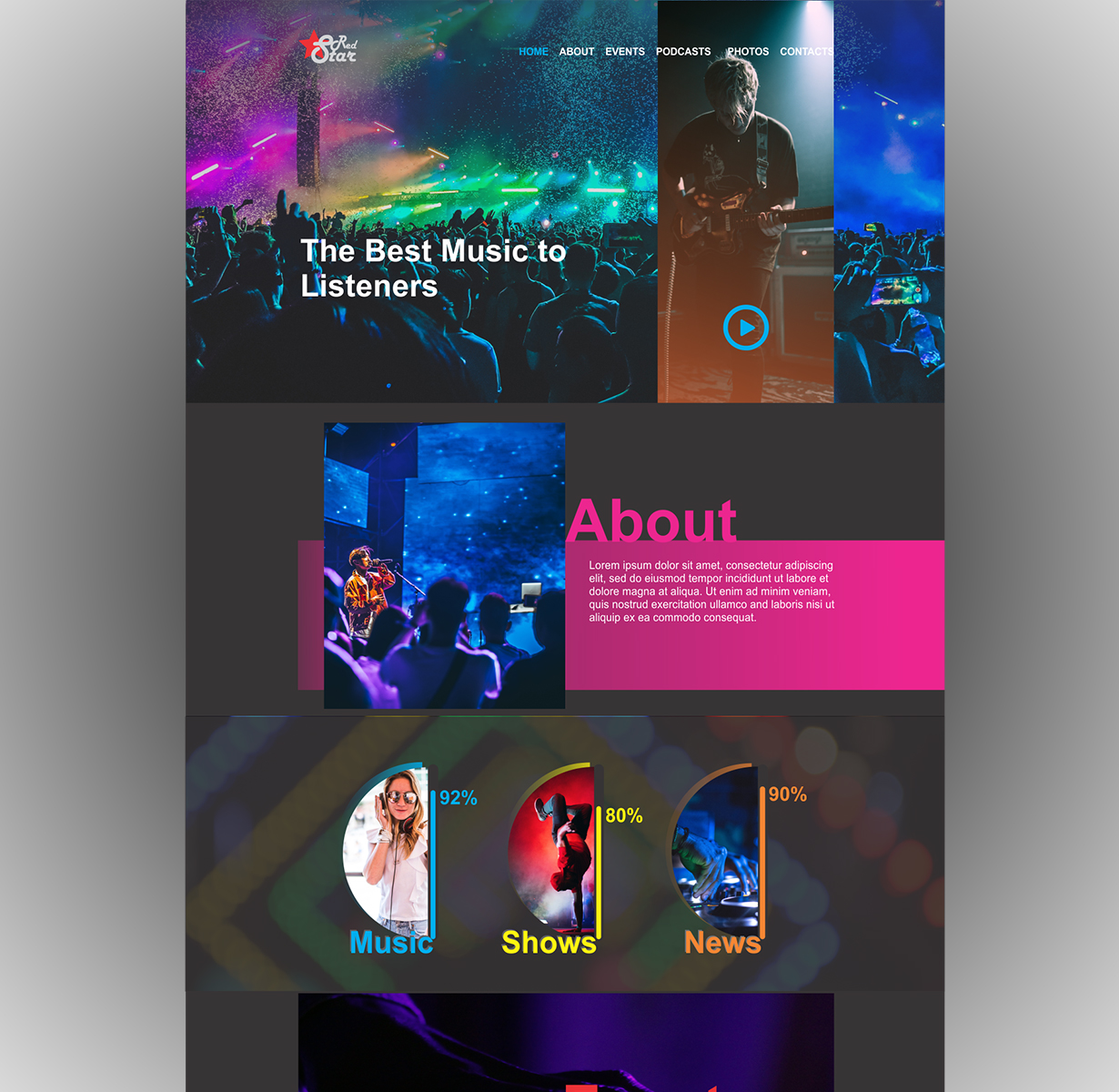 Red Star Club, Music and Dance PSD Template #76568