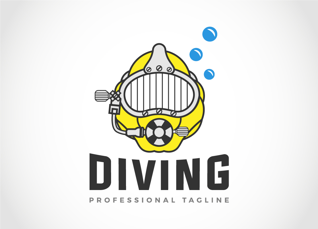 Underwater Diving Helmet Logo Template #100601