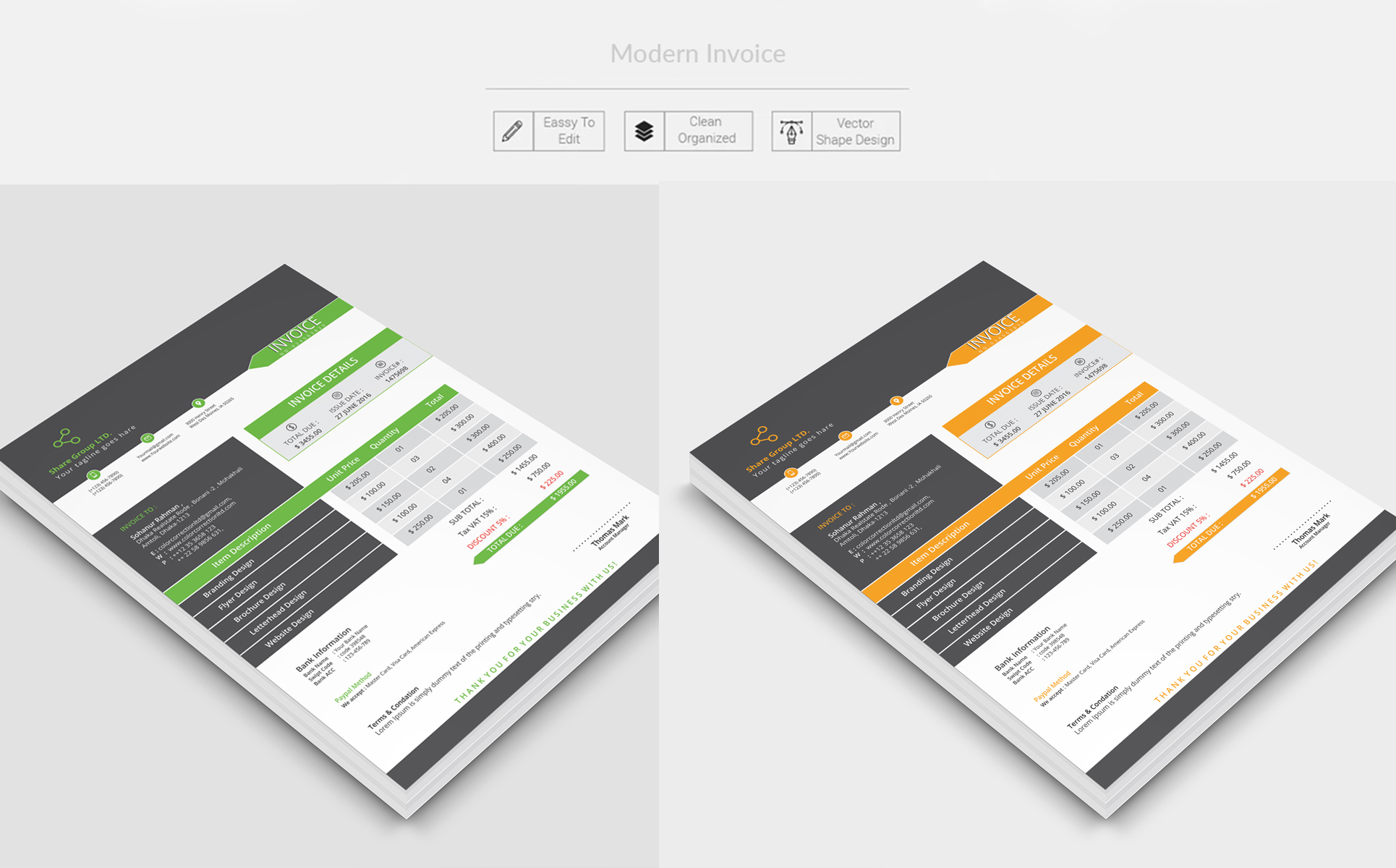 Modern Invoice Corporate Identity Template #101373