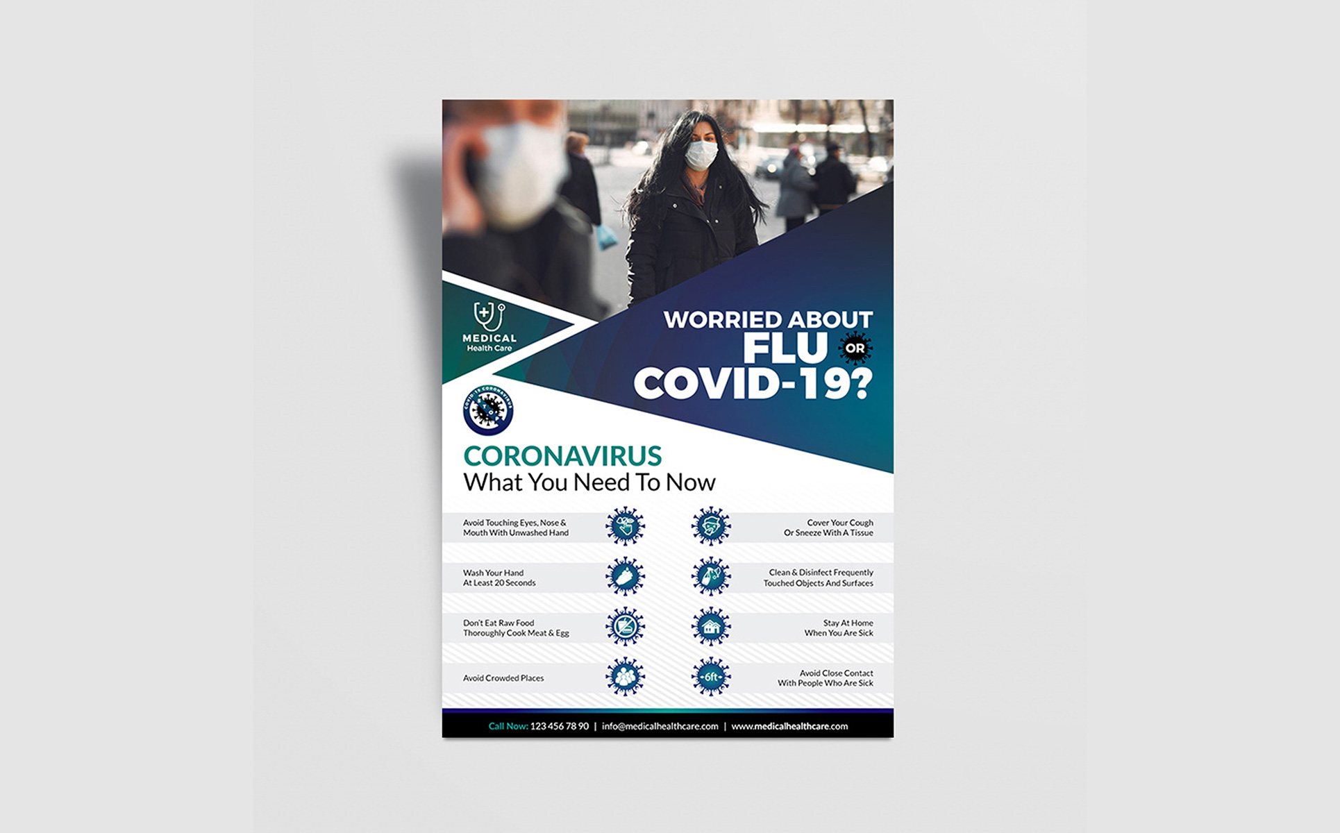 Coronavirus Flyer & Covid 19 Flyer Corporate Identity Template #100544