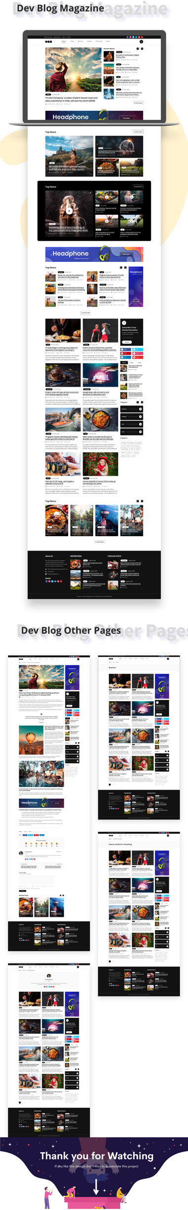 Dev Modern News Magazine Blog Website Template #167221