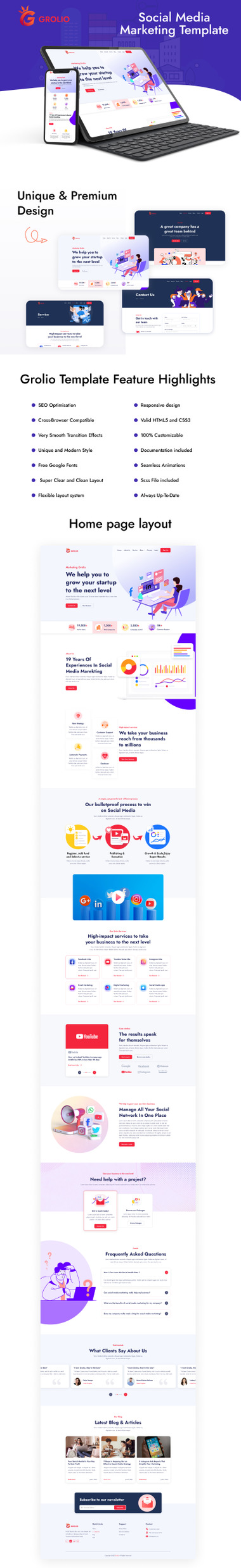 Grolio - Social Media Marketing SMM Template #279989