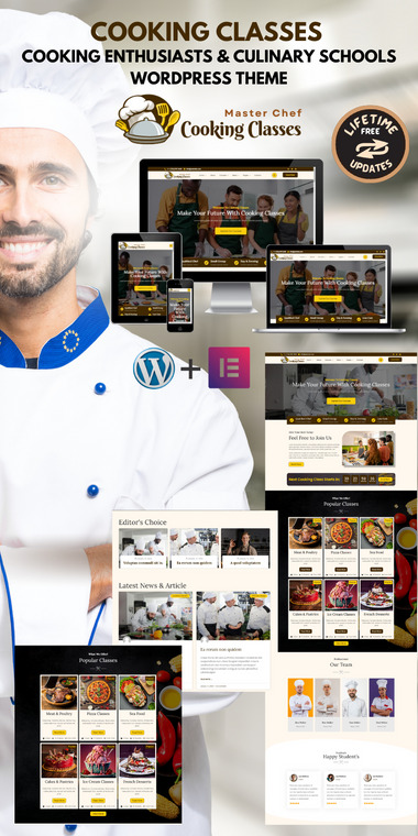 Cooking Classes - Cooking School, Cooking Enthusiasts & culinary Classes WordPress Theme #395621