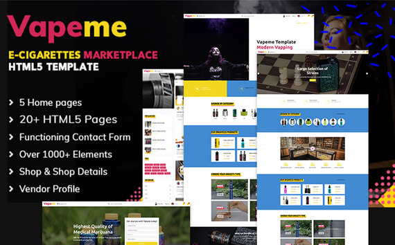 Vapeme | Vape Shop HTML5 Website Template #100022