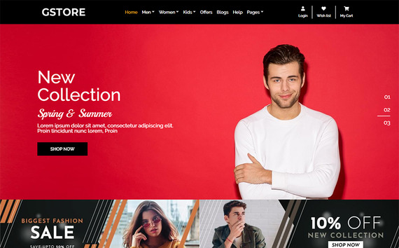 GSTORE Multipurpose Website - Online Store HTML Template Website Template #99942
