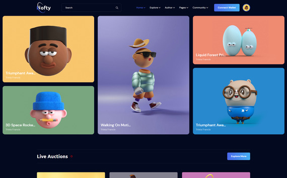 Nofty - NFT Marketplace HTML5 Template #287625