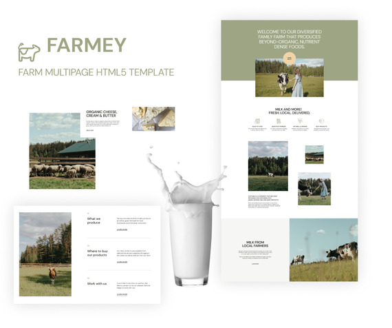 Farmey - Dairy Farm HTML5 Website Template #191920