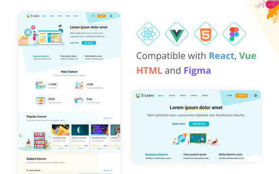 Edumoon - HTML React Vue Figma Education and E-learning Homepage ...