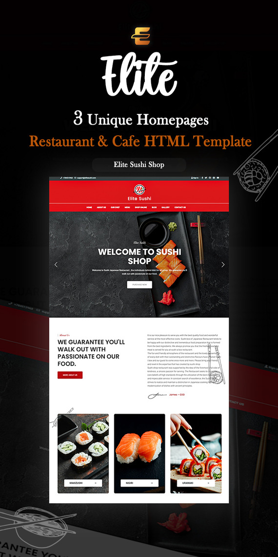 Elite - Restaurant and Cafe HTML Template #254217