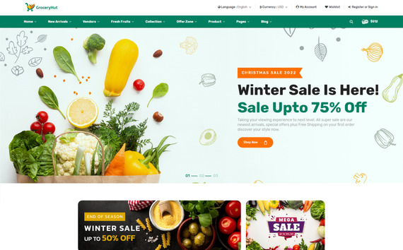 Grocery Hut - ECommerce Responsive HTML Website Template #307125