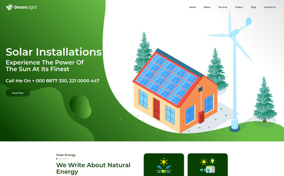 GreenLight and Eco Solar & Wind Energy Html5 Website Template #248951
