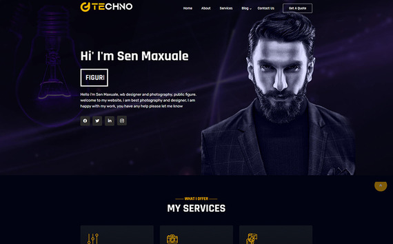 Techno Personal Portfolio HTML5 Template #310702