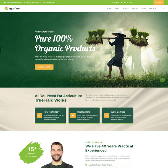 Agrofarm - Agriculture Farming & Gardening HTML Template #240616