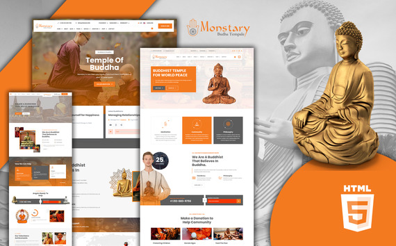 Monstary Buddhist Temple HTML5 Website Template #202607