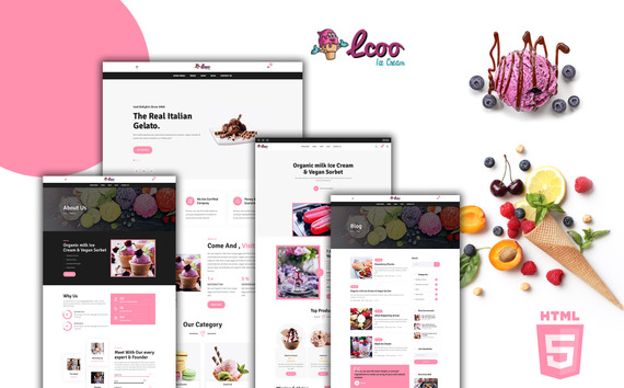 Icoo Modern Desserts and Sweets HTML5 Website Template #191433