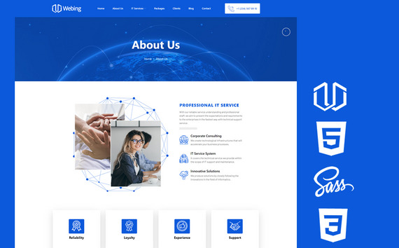 Webing - IT Solutions Html5 Css3 Theme Website Template #232360