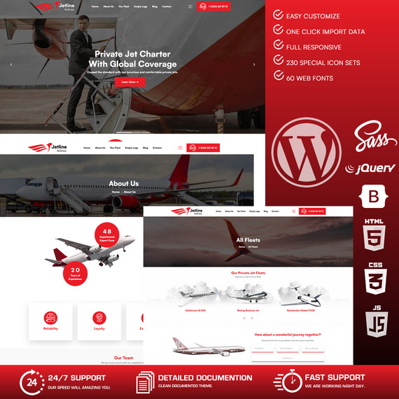 Jetline - Airlines WordPress Theme #270330