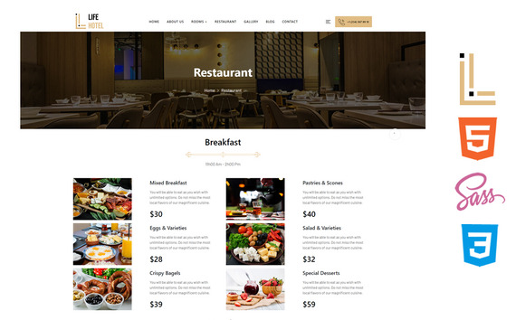 Life Hotel - Hotel Booking Html5 Css3 Theme Website Template #243576