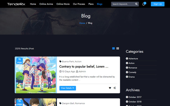Tendex - Anime and Manga HTML5 Website Template #296910