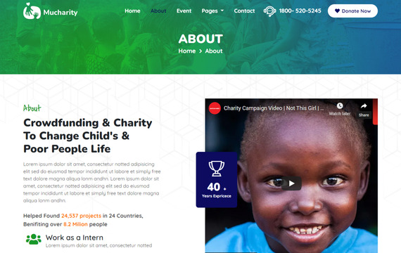 Mucharity - Nonprofit Fundraising/Ngo and Charity HTML5 Website ...