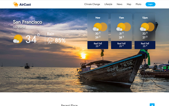 Aircast - Weather Forecast and News HTML5 Website Template #272941