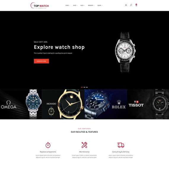 TopWatch – Watch Store & Repair Services Elementor WordPress Theme #423927