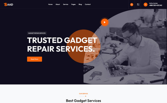 Saad - Gadget Repair Wordpress Theme #386523