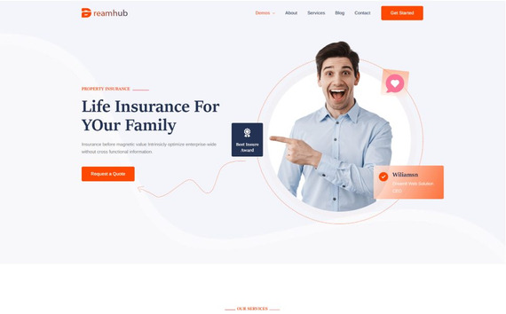 Dreamhub Life Insurance Company Agency HTML5 Template #358956