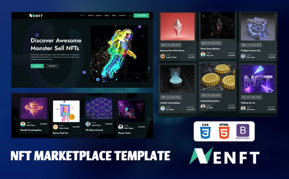ENFT - NFT Marketplace HTML5 Template #266683