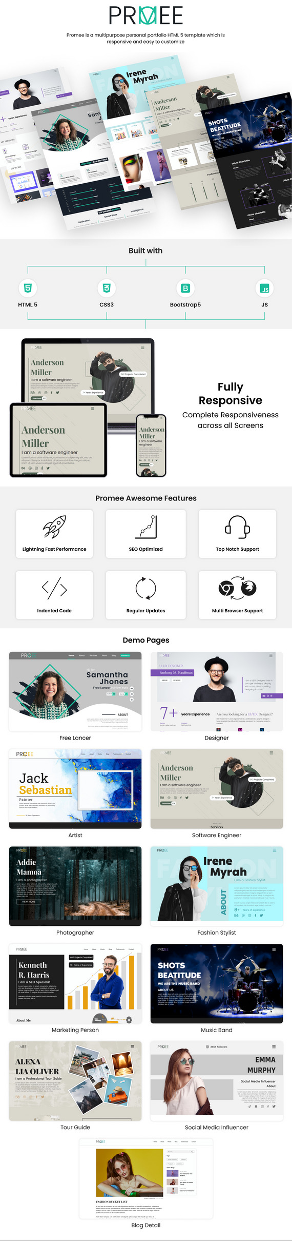 Promee - Dynamic Multipurpose Portfolio HTML Template | Showcase Your Talent #305668