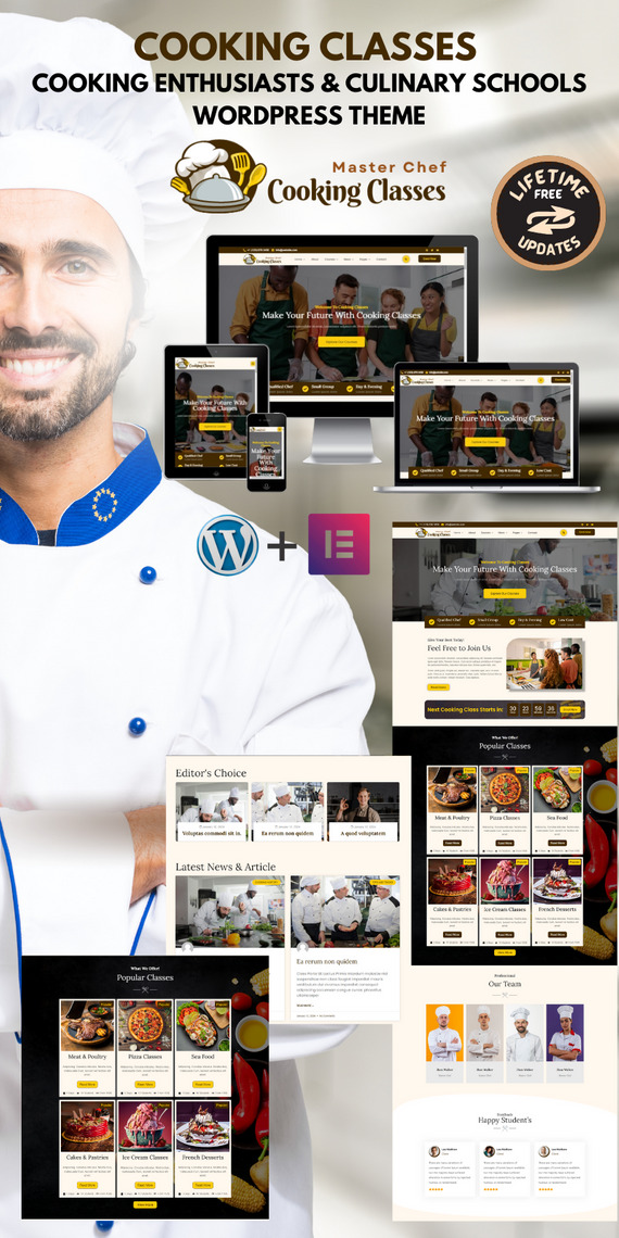 Cooking Classes - Cooking School, Cooking Enthusiasts & culinary Classes WordPress Theme #395621
