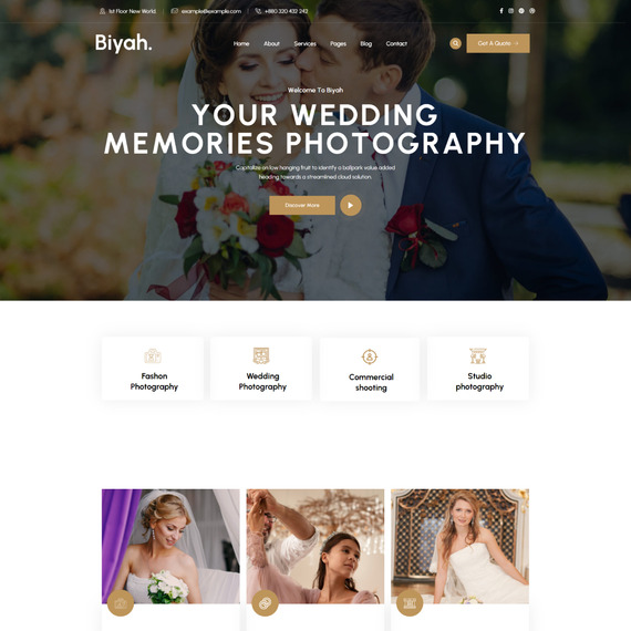 Biyah - Bridal And Wedding Studio WordPress Theme #457714