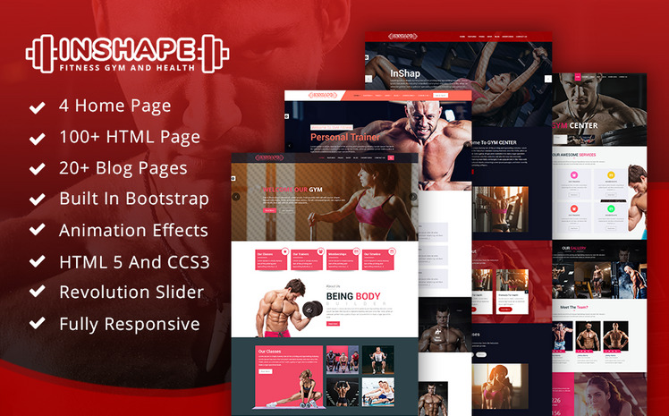 InShape: Gym, Body Building, Fitness Website Template #68889
