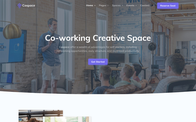 Cospace - Coworking & Rental Space Website Template #112221