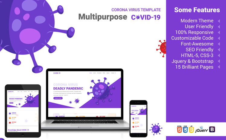 Cornoa Virus COVID-19 Website Template #101710
