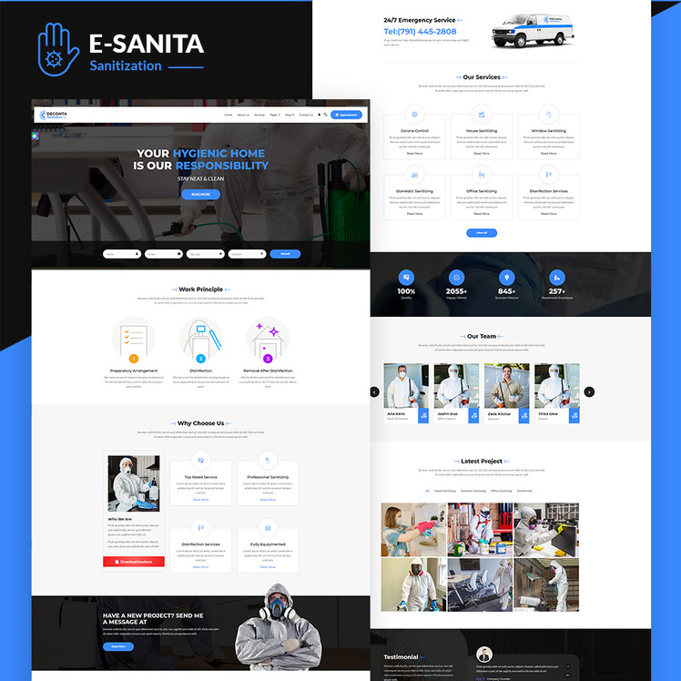 e-Sanita - Sanitation and Pest Control HTML Website Template #104989