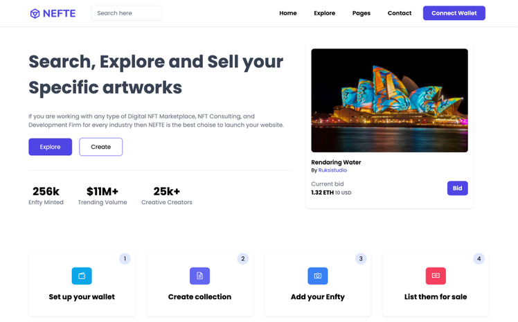 NEFTE - NFT Marketplace HTML5 Template #239493