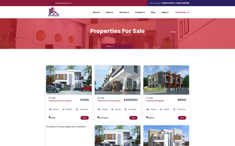 Estategate | Real Estate Single Property HTML5 Template #342107