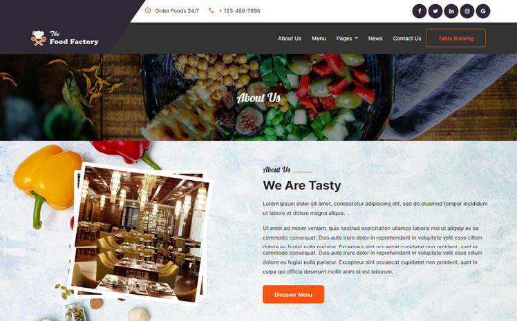 Restaurant HTML Website Template #326212