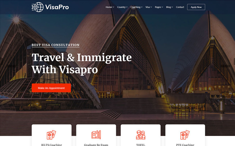 VisaPro - Immigration & Visa Consulting Website Template #159025