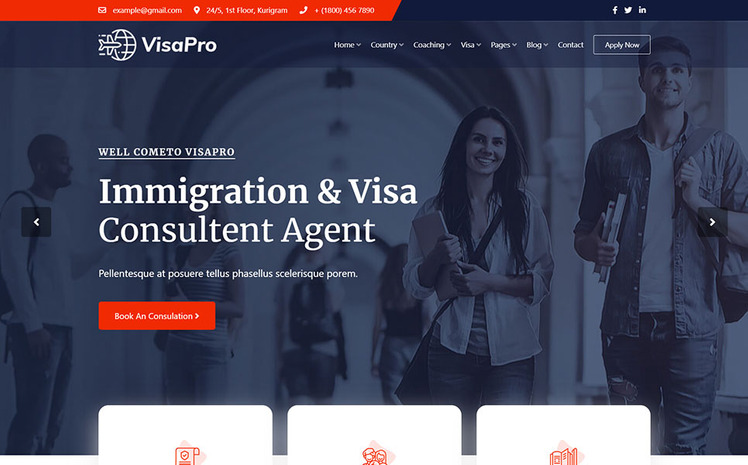 VisaPro - Immigration & Visa Consulting Website Template #159025
