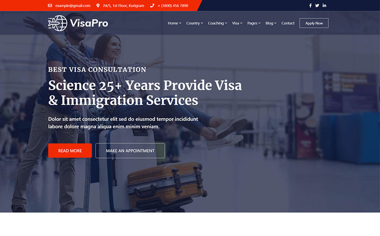 VisaPro - Immigration & Visa Consulting Website Template #159025