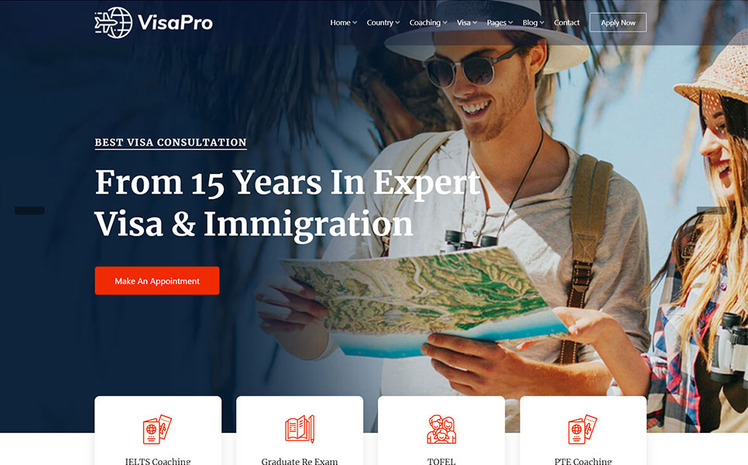 VisaPro - Immigration & Visa Consulting Website Template #159025