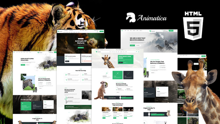 Animatica Animal Wild Life Non Profit HTML5 Website Template #251059