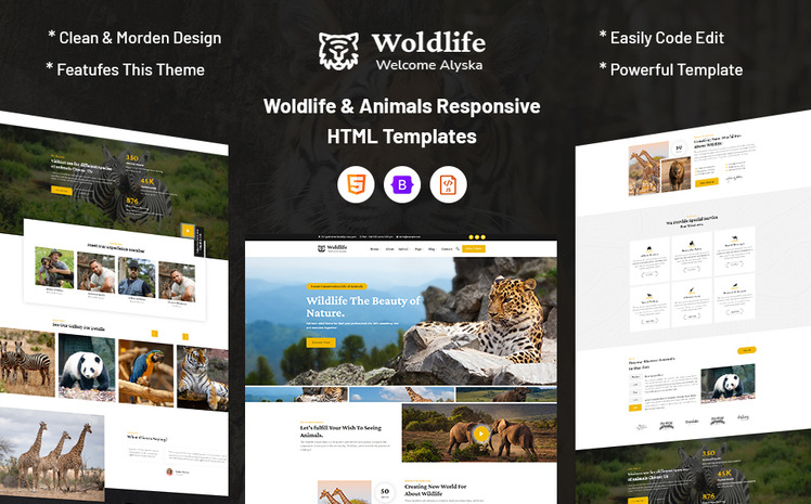Woldlife – Animals Responsive Website Template #363781