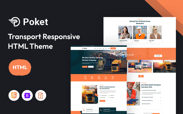 Poket – Transport and Logistics Responsive Website Template #296041