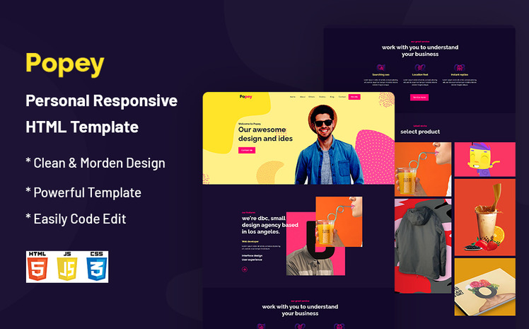 Popey – Personal Website Template #331074