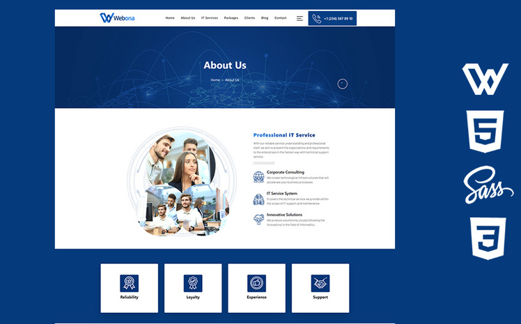 Webona - IT Solutions Html5 Css3 Theme Website Template #243582